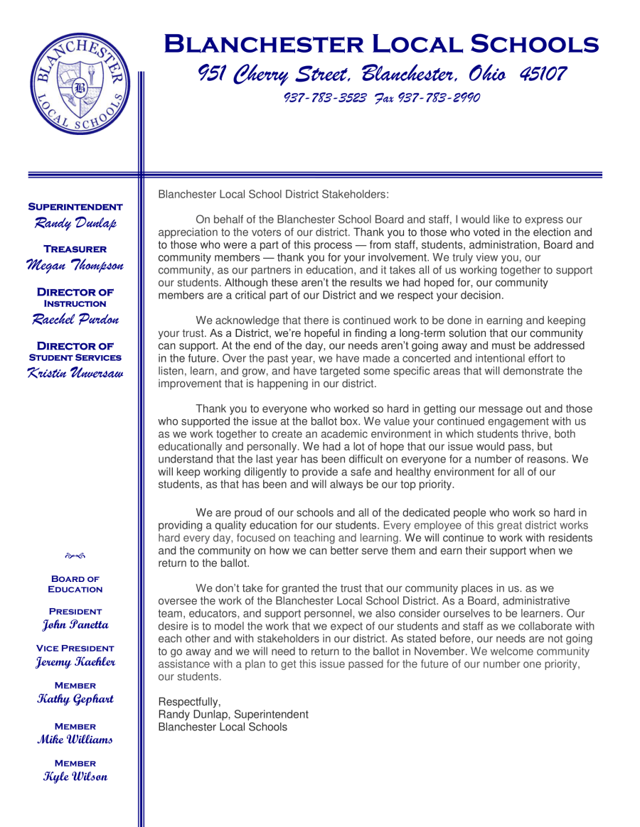 Home - Blanchester Local School District
